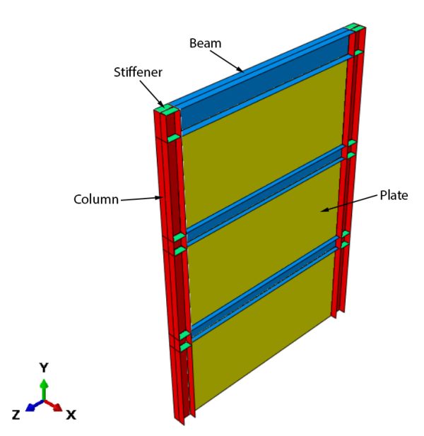 Three-story shear wall undergoing a cyclic loading in the Abaqus ...