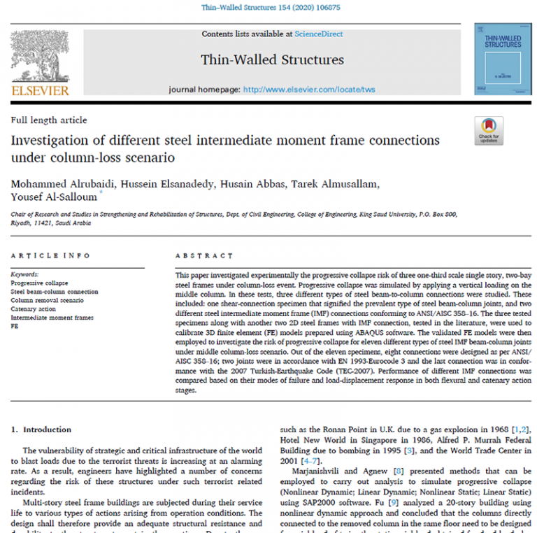 Progressive collapse of a steel frame with column removal method Abaqus – Abaqus Tutorials